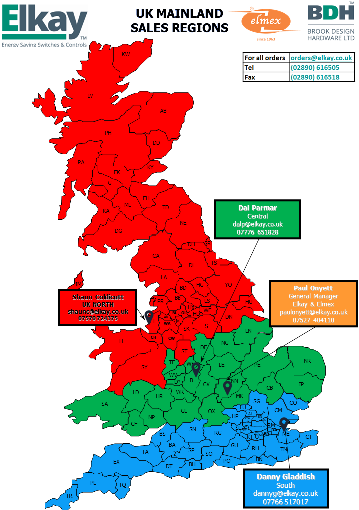 NEW SALES TEAMS MAP 2022 2023v2 • Elkay Timers and Switches UK